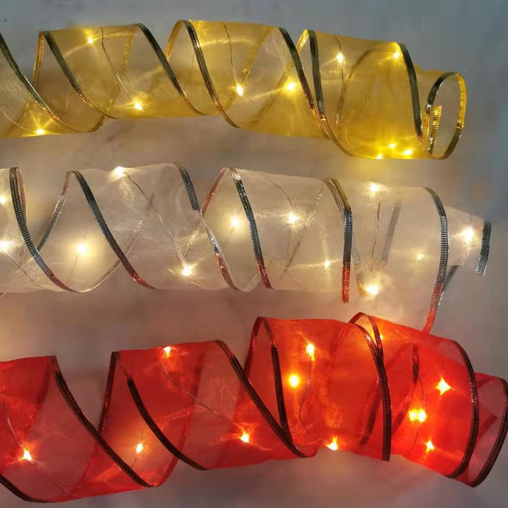 Customized new transparent mesh garland wired ribbon