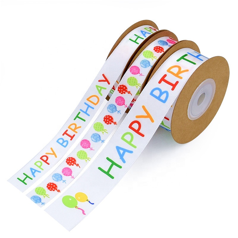 New printing happy birthday cake ribbon gift wrapping
