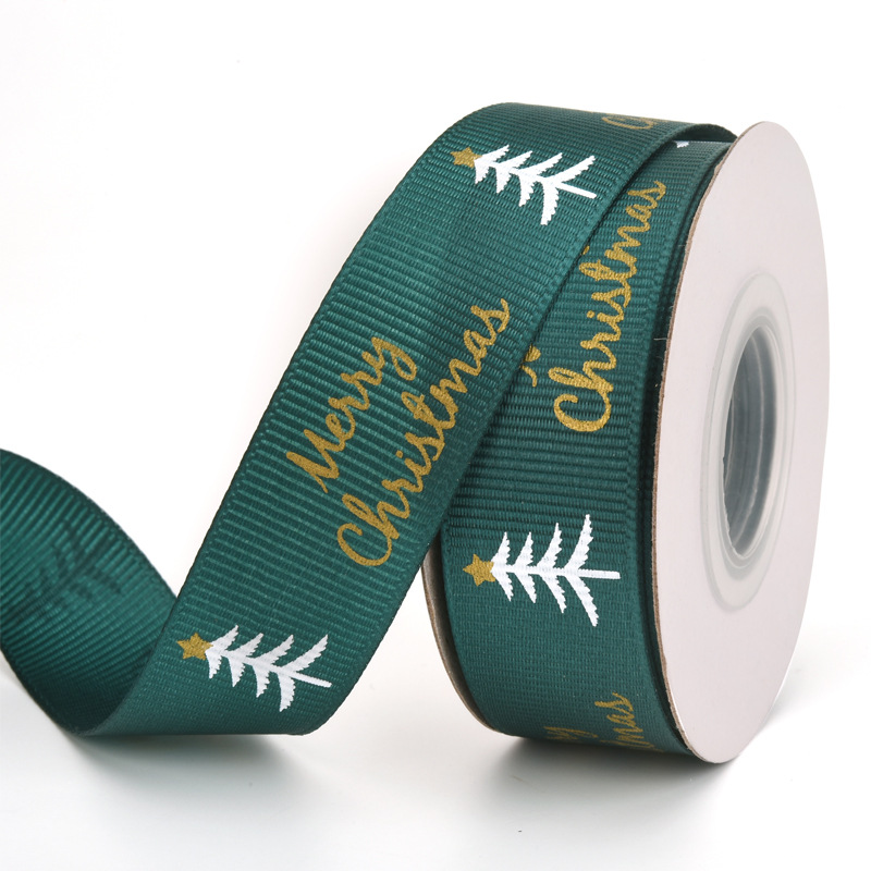 Wholesale luxury printed Merry Christmas ribbon rolls