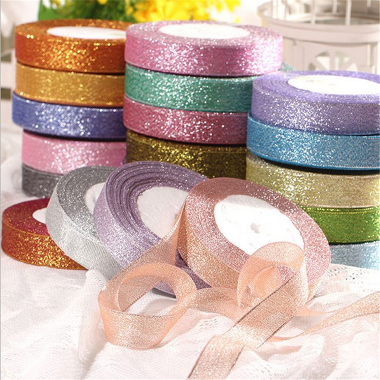 Color glitter ribbon wholesale metal ribbon