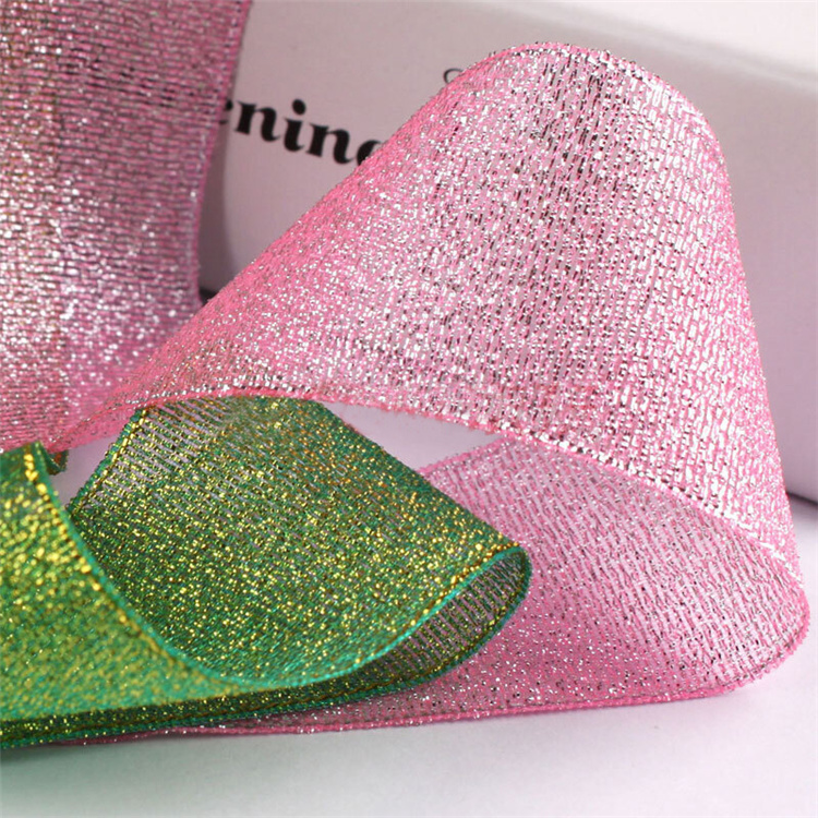 Color glitter ribbon wholesale metal ribbon